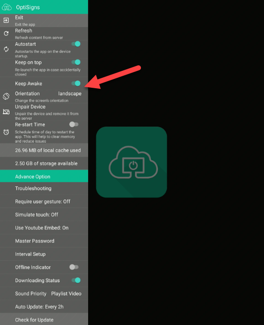 The OptiSigns app keeps turning on the TV screen – OptiSigns