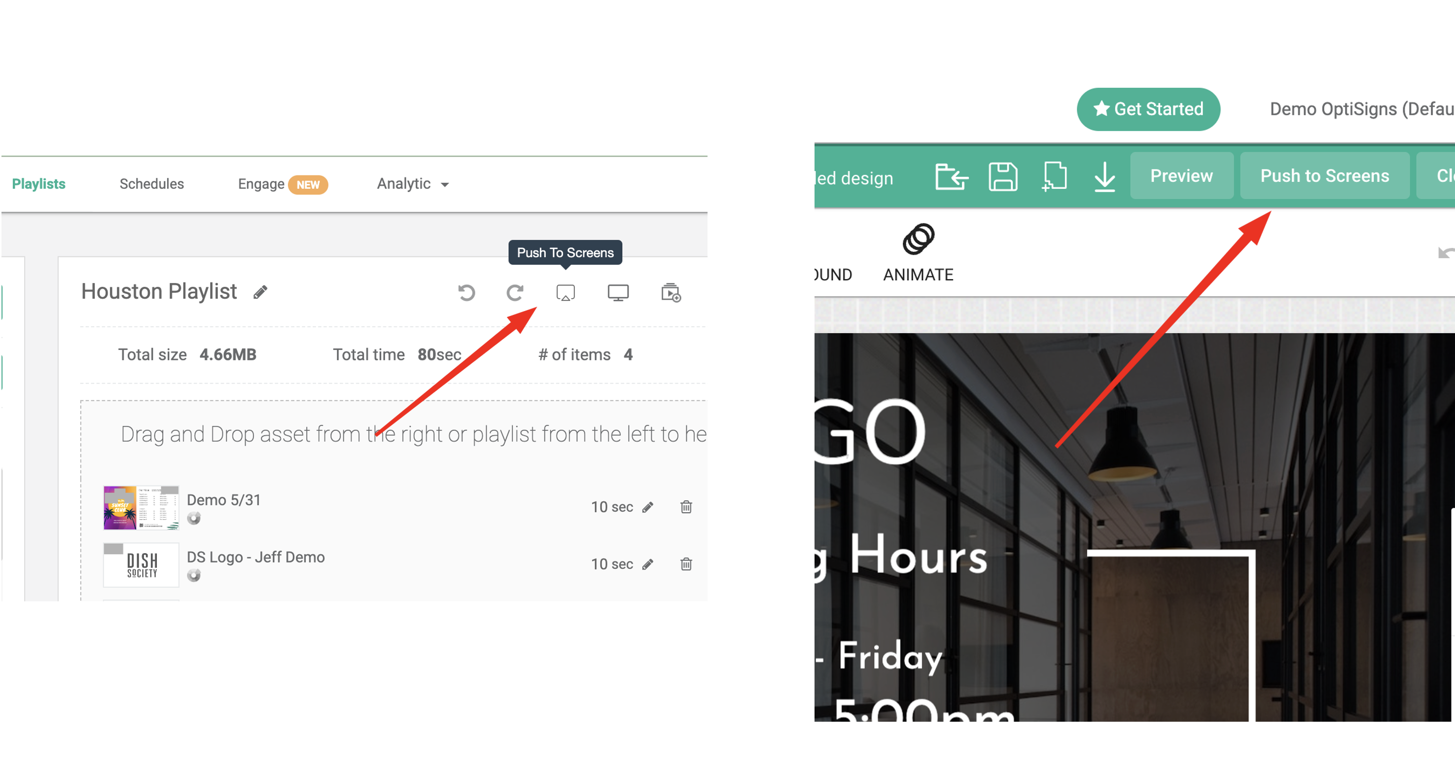 Push Contents to your Screens – OptiSigns