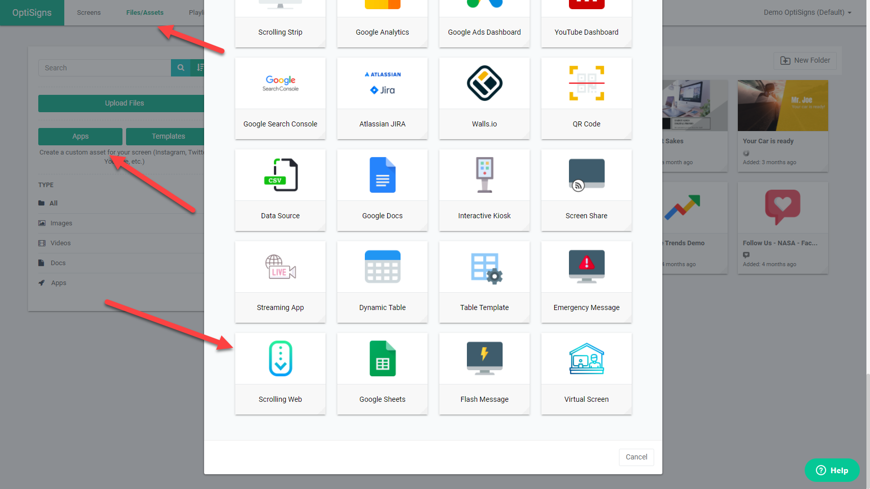How to use Scrolling Website App – OptiSigns