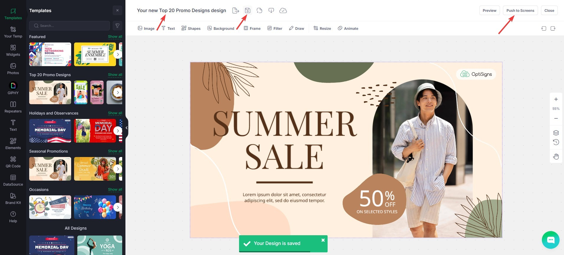 Navigating Through OptiSigns' Template Library – OptiSigns