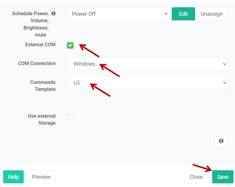 Using RS-232 to Schedule TV Power On/Off or other commands – OptiSigns